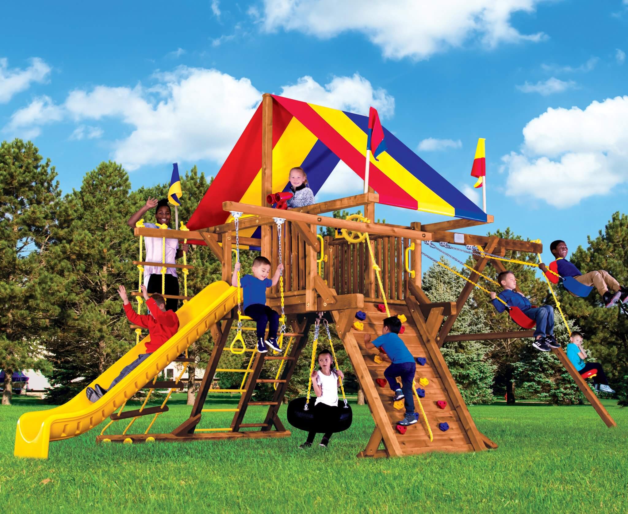 Sunshine Castle Swing Sets | Best Seller | Rainbow Play Systems